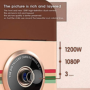 Vbestlife Mini Children Print Camera,12MP DIY Graffiti Take Pictures Cartoon Cute Digital Print Camera,IPS Color Screen,1500 mAh