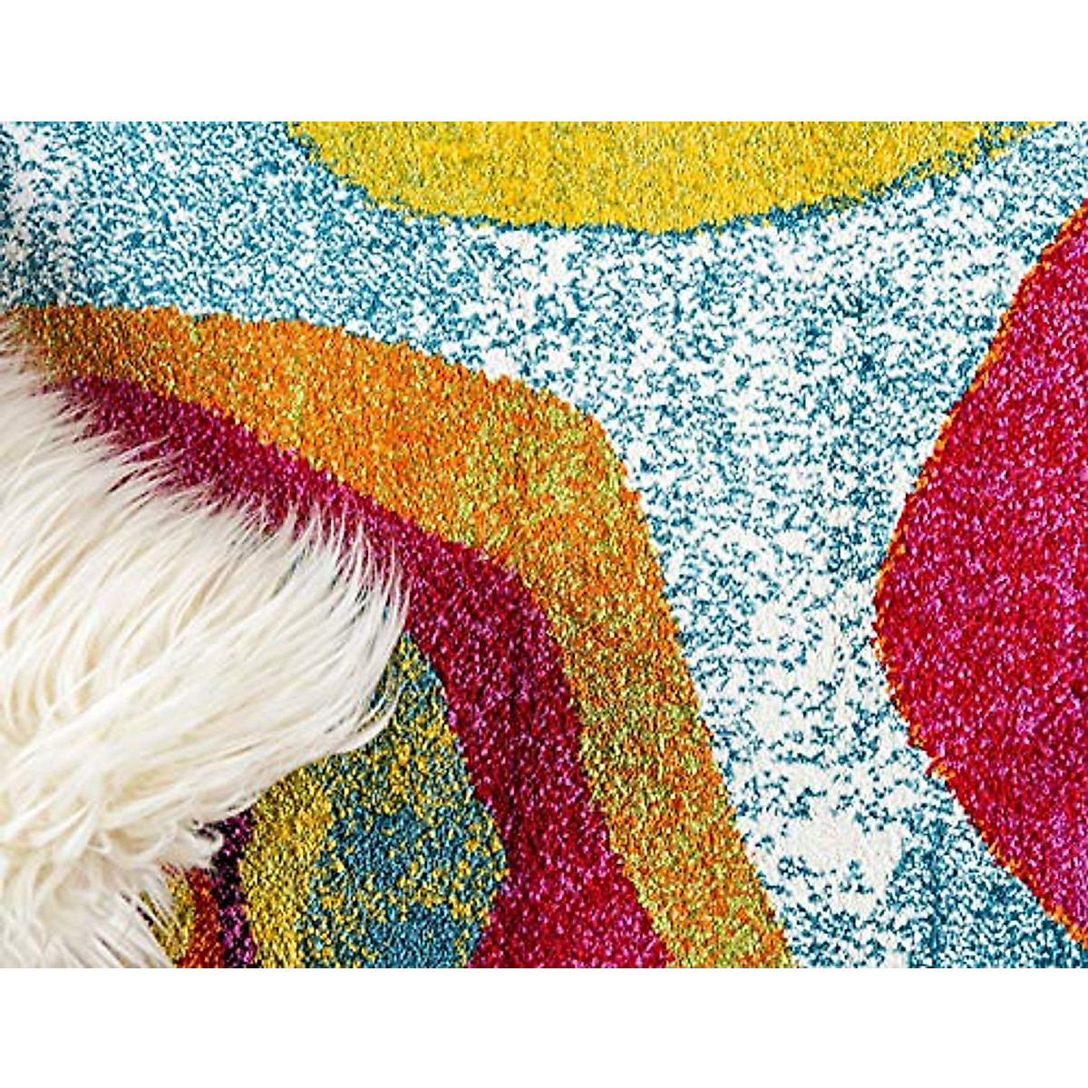 Unique Loom Lyon Collection Colorful Modern Abstract Floral Area Rug, 4 x 6 Feet, Blue/Yellow