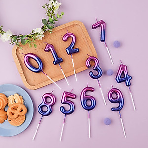 2.4in Birthday Candle, Purple Blue Gradient Number Birthday Candles for Cake Number Candle Decoration for Kids Adults Birthday Party Wedding Anniversary Graduation Ceremony (9)