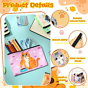 Shinylin 24 Pcs Bulk Cartoon Zipper Pencil Case Pouch Cute Cartoon Animal Pen Bag Multipurpose Canvas Cosmetic Bag Pouches Organizer for Boy Girl Stationary Storage(Cat Style)