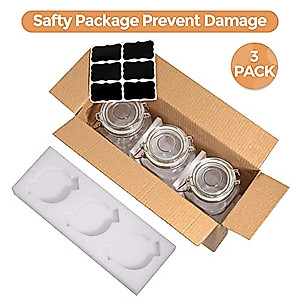 ComSaf Airtight Glass Canister Set of 3 with Lids 78oz Food Storage Jar Square - Storage Container with Clear Preserving Seal Wire Clip Fastening for Kitchen Canning Cereal,Pasta,Sugar,Beans,Spice