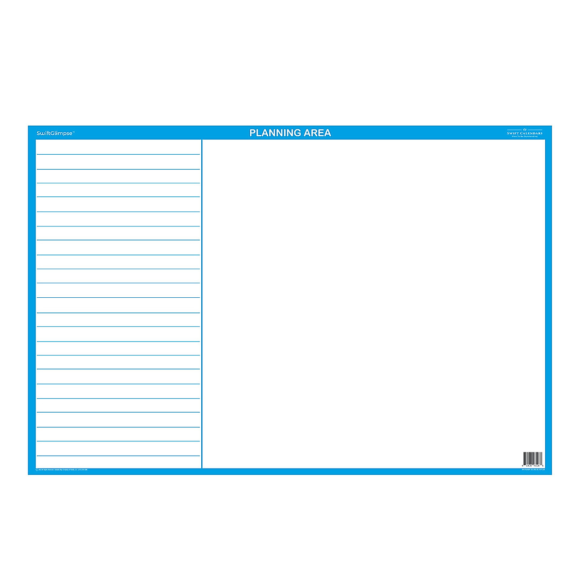 24" x 36" SwiftGlimpse 2024 Wall Calendar Erasable Large Wet & Dry Erase Laminated 12 Month Annual Yearly Wall Planner, Horizontal, Blue