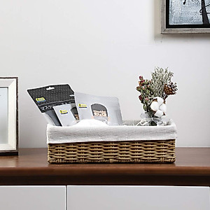 HOSROOME Bathroom Wicker Baskets for Organizing Toilet Paper Basket Storage Basket for Toilet Tank Top Decorative Basket for Closet, Bedroom, Bathroom, Entryway, Office(Set of 2,Beige)