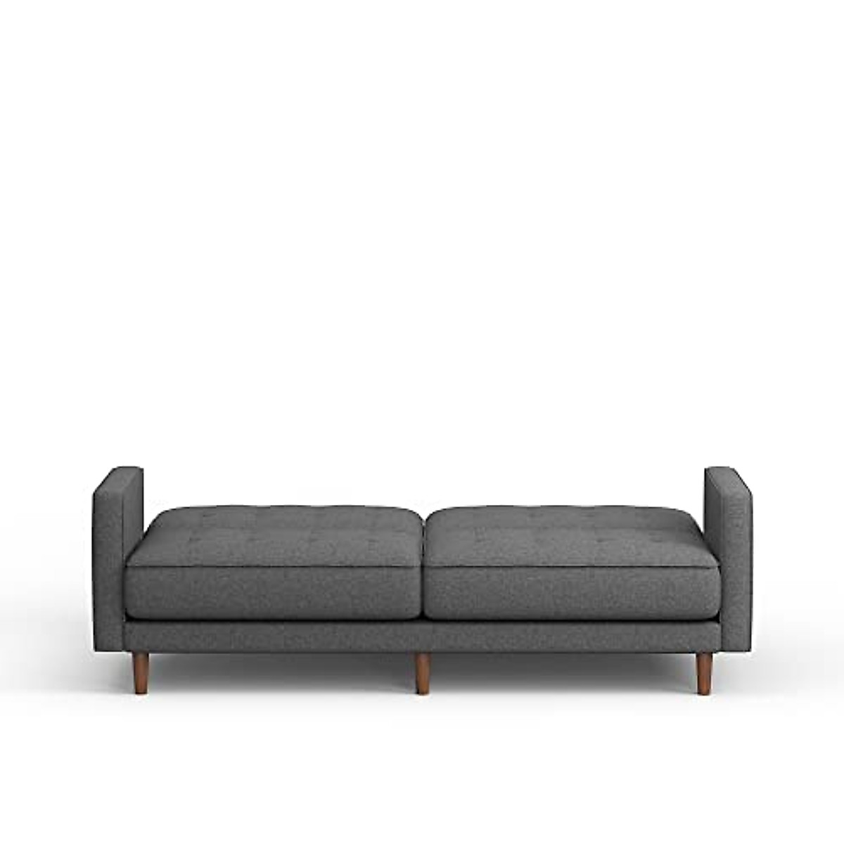 Glenwillow Home 81.5" Mies Square Arm Sleeper Sofa with 32-Button Tufting in MCM Vintage Design in Dark Grey