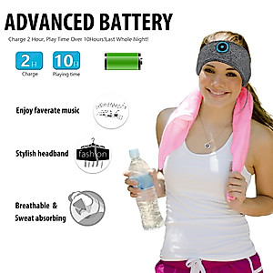 DETMOL Wireless Sleeping Bedtime Headband -Build-in Ultra Thin Plat Speakers with HD Stereo Friendly for Side Sleeper,Running, Jogging,Workout,Gift for Men,Women (Medium)