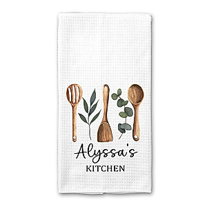 Personalized Kitchen Utensils Tea Towel, Waffle Weave Tea Towel, Housewarming Gift, Farmhouse Decor, Wedding Gift