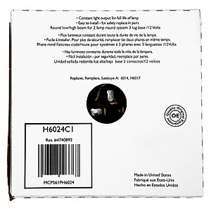 Philips H6024C1 Standard Halogen Sealed Beam headlamp, 1 Pack