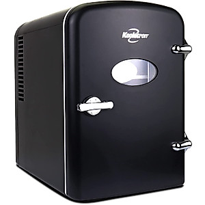 Koolatron Retro Portable Mini Fridge 4 Liter/6 Can AC/DC Thermoelectric Cooler for Skincare, Cosmetics, Medications, Dorm, Home, Room and Travel (Black)