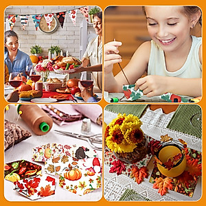 Ganeen 100 Pcs 10 x 10 Inch Thanksgiving Fabric Fall Fabric Squares Fall Pumpkin Quarters Bundles Fabric Scraps Fat Sewing Quilting Patchwork for Thanksgiving Autumn DIY Craft