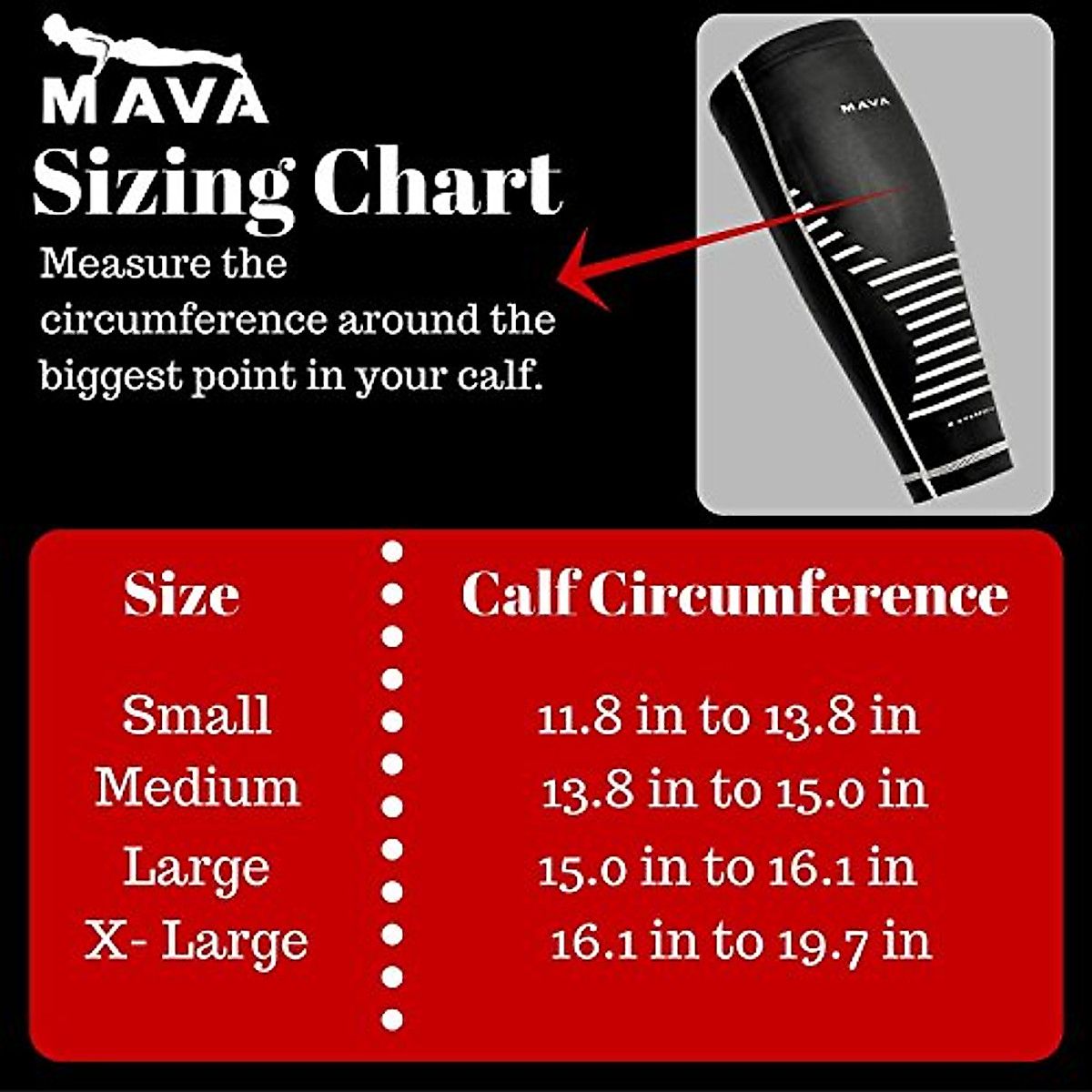 Mava Sports Calf Sleeves Compression (Pair), Leg Compression Calf Sleeve for Runners, for Men & Women, Unisex (Black, X-Large)..