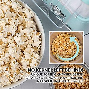 Nostalgia Hot-Air Electric Popcorn Maker, 12 Cups, Healthy Oil Free Popcorn with Measuring Scoop, Retro Aqua