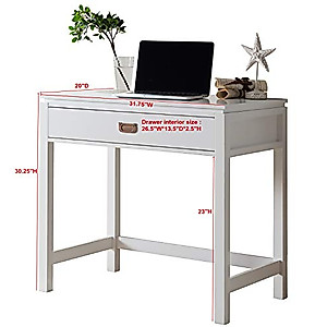 Kings Brand White Finish Wood Home & Office Workstation Computer Desk With Storage Drawer