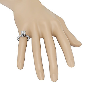 Dazzlingrock Collection Sterling Silver White Cubic Zirconia Split Shank Engagement Ring 2 1/2 CT, Size 7