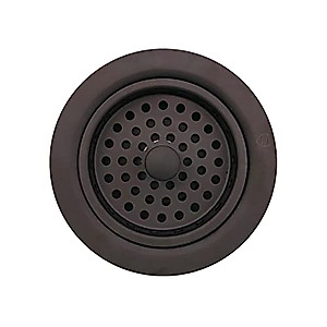 Westbrass CO2196-12 Combo Pack 3-1/2" Post Style Large Basket Strainer and Extra-Deep Collar Kitchen Sink Waste Disposal Flange with Stopper, Oil Rubbed Bronze