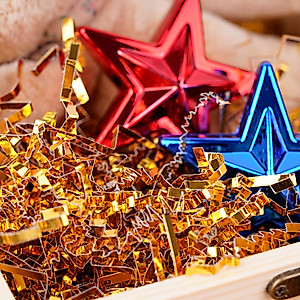 Kolewo4ever 1LB Crinkle Cut Paper Shred Filler Metallic Shredded Paper Filler Strands Shred Raffia Tissue Craft Bedding Cushion, Wedding Birthday Bridesmaid Engagement Gift Box Bag Retail (Gold)