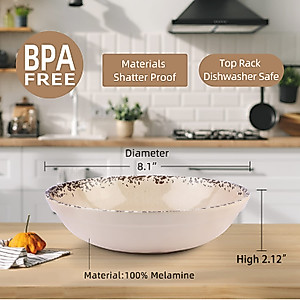 lok-osemile Gourmet Art Crackle8.1 Melamine Salad/Pasta/Soup Bowl - Ivory 32oz - Set of 4