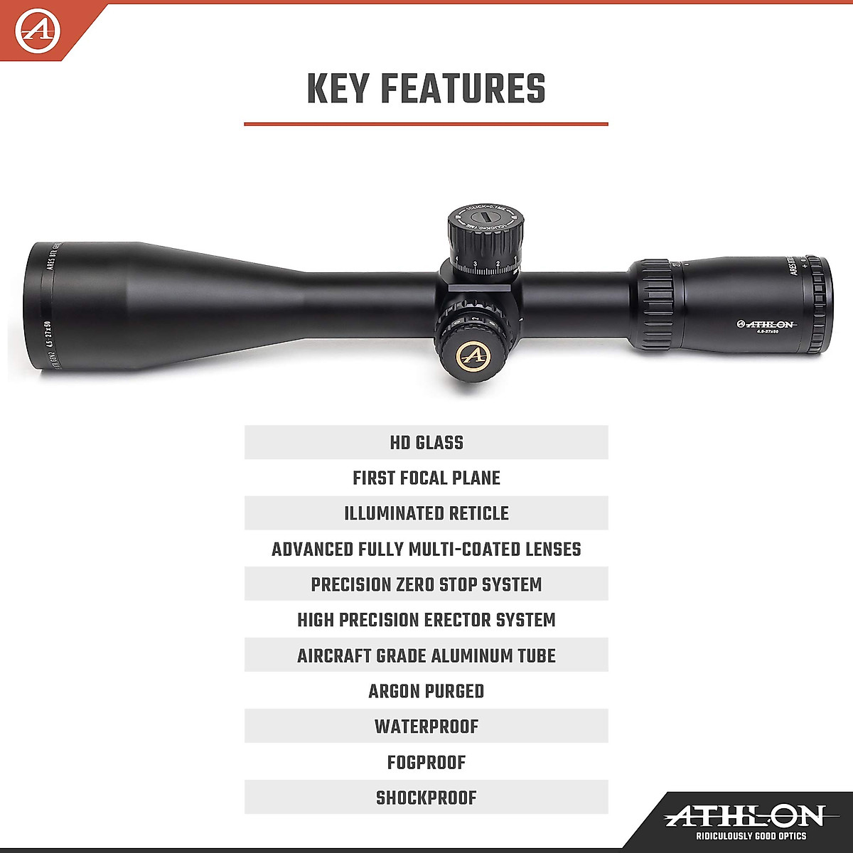 Athlon Optics Ares BTR GEN2 4.5-27x50 Riflescope - APRS5 FFP IR MIL, Black