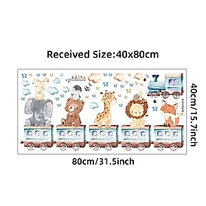 Baby Animals Train Cartoon Wall Stickers Vinyl Decal for Kids Room Decoration Boy Girl Nursery Bedroom Decor (Train)