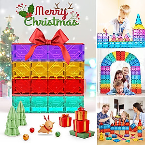 Magnetic Tiles STEM Building Toys for 3+ Year Old Boys Girls 102PCS Magnet Blocks Kindergarten Classroom Must Haves Sensory Toys Preschool Learning Educational Toys Kid Age 3-5, 4-6, 6-8 Gifts