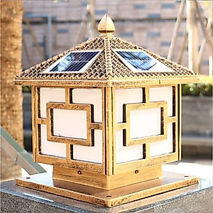 MODEBHD Outdoor Solar LED Pillar Light, Waterproof IP65 Villa Garden Park Post Lamp, On/Off, Patio Garden Post Lantern, Die-cast Aluminum Lamp Holder Traditional Landscape Lighting