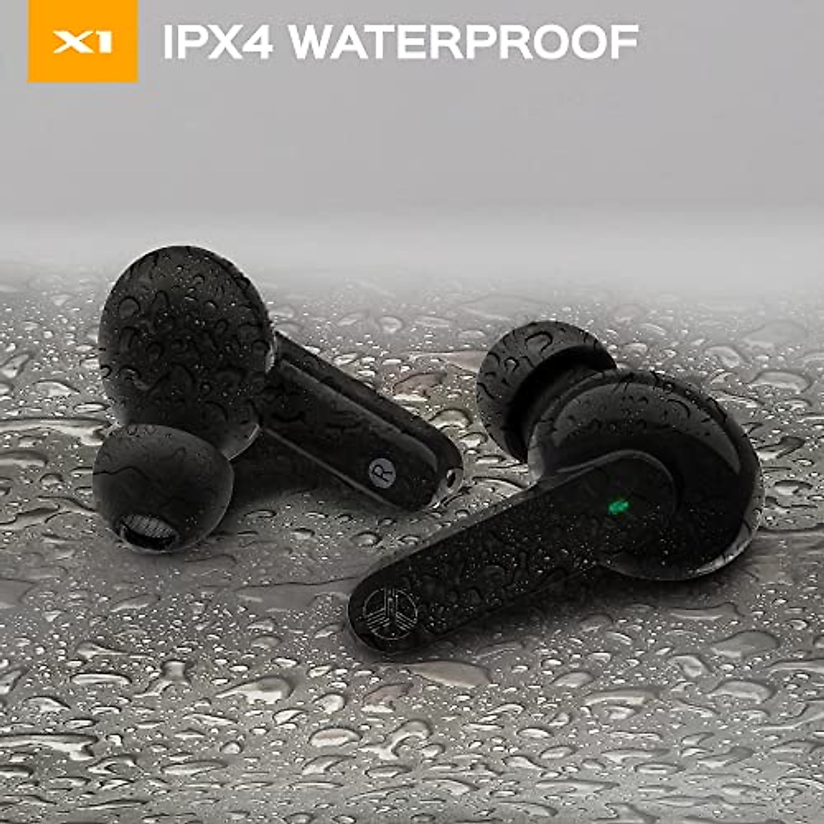 TREBLAB X1 - True Wireless Earbuds, IPX4 Waterproof Bluetooth Earbuds with Touch Control, Voice Assistant, Transparency Mode,Gaming Mode, Up to 24 Hour Playtime, Includes Charging Case, Black(Renewed)