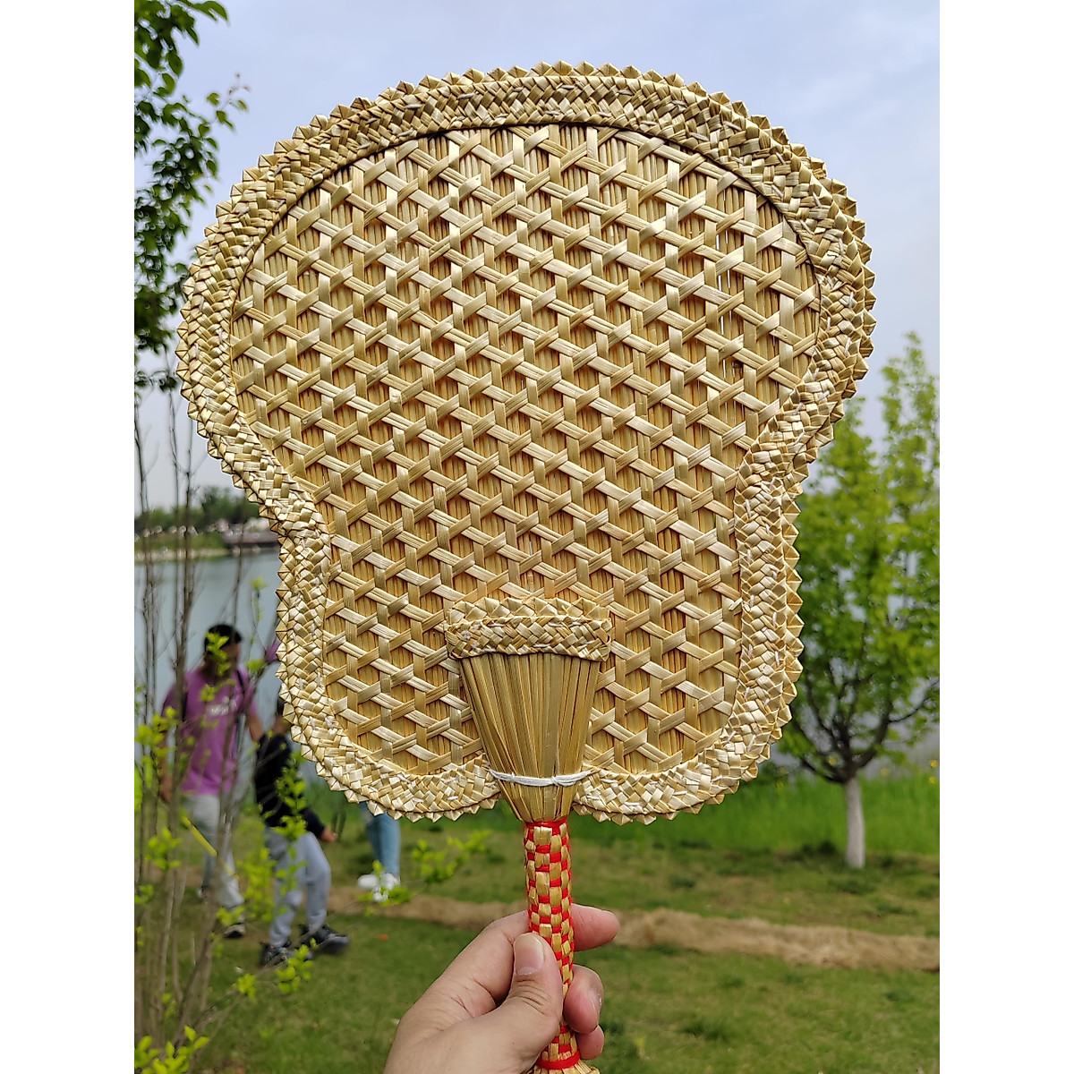 Kailinst Hand Woven Fan,Folding Hand Fan,Wheat Straw Hand Fan,Manual Fan,Hand Fans Women Foldable,Suitable for Summer,Barbecue,Decoration(7.7" Plantain Fan)