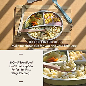 Best First Stage Baby Infant Spoons, 5-Pack, Soft Silicone Baby Spoons Training Spoon Gift Set for Infant