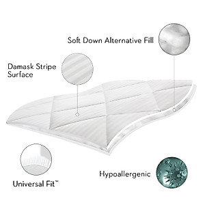 MALOUF SLEEP TITE Quilted Mattress Pad with Soft Down Alternative Fill-Hypoallergenic, Queen, White