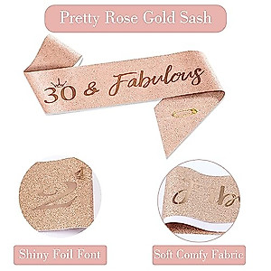 SINTENILL 30th Birthday Decorations for Women, Including 30th Birthday Crown/Tiara, Sash, Cake Topper and Candles, 30 Anniversary Party Decor 30th Birthday Gifts for women