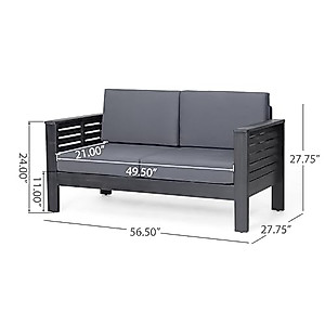 Merax Outdoor Acacia Wood Loveseat and Coffee Table Patio Conversation Set with Cushions