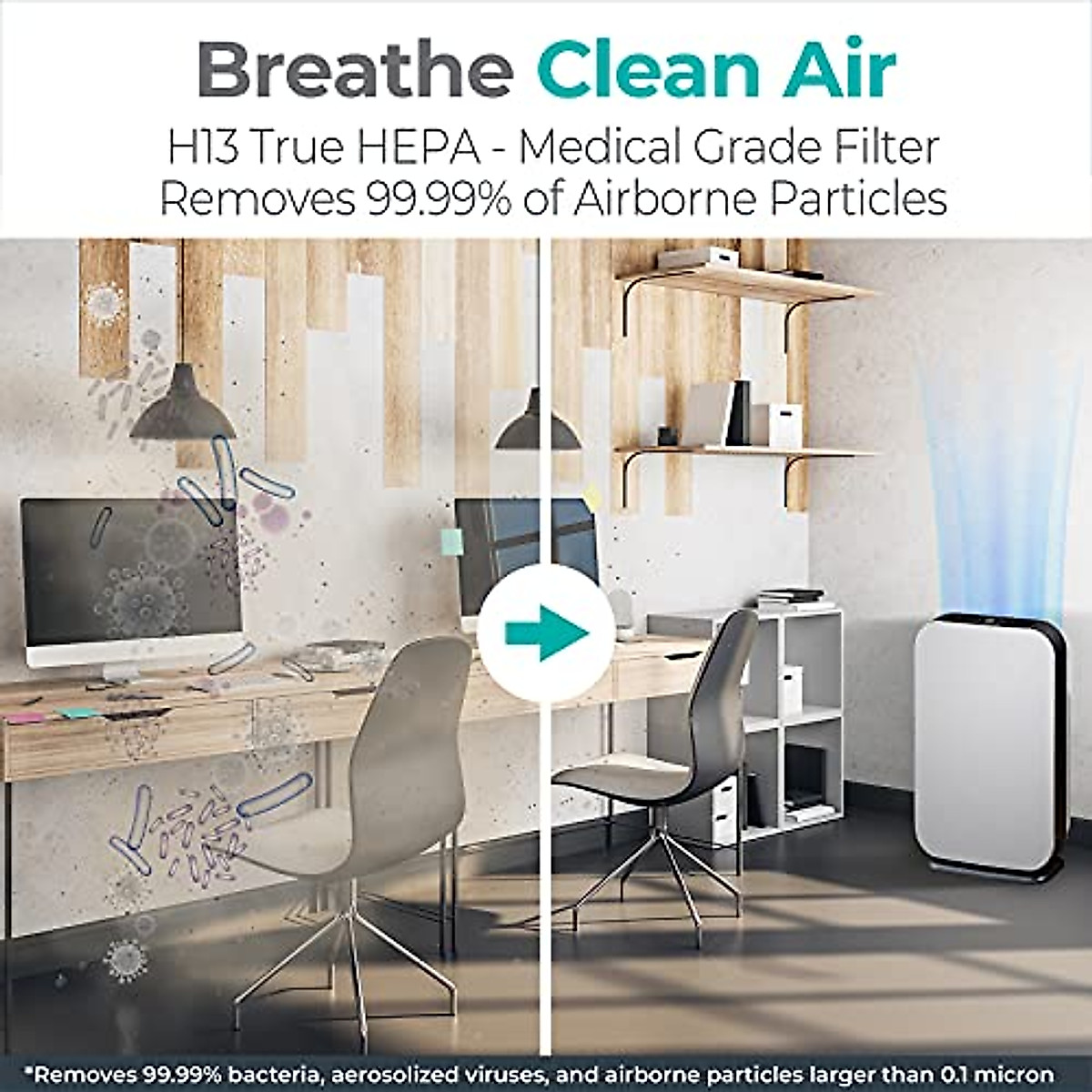Alen BreatheSmart 45i HEPA Air Purifier With VOC/Smoke Filter, Absorbs Heavy VOCs from Cigarette and Wildfire Smoke. Captures Allergens, Dust, and Mold. Bedrooms, and other rooms up to 800 sq. ft.
