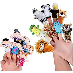 Tacobear 38Pcs Finger Puppets Bulk Set Soft Velvet Cartoon Finger Puppets for Toddlers 1-3, 32 Animals and 6 People Family Members Easter Basket Stuffers Gifts Toys Cute Finger Puppets for Kids Baby