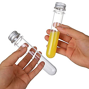 60 Pack 45 ml Plastic Test Tubes with Caps, Candy Tube Containers 140x25mm, Clear Test Tubes for Candy, Plastic Test Tube Container for Scientific Experiments, Party Favors, Bath Salts, Storage Tube