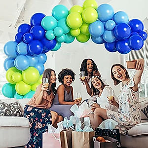 Blue Green Balloon Arch Kit, Ocean Theme Birthday Balloons 5 10 inch Blue Green Latex Party Balloons Garland Kit for Baby Shower Decorations Ocean Bachelorette Graduation Party Home Decorations