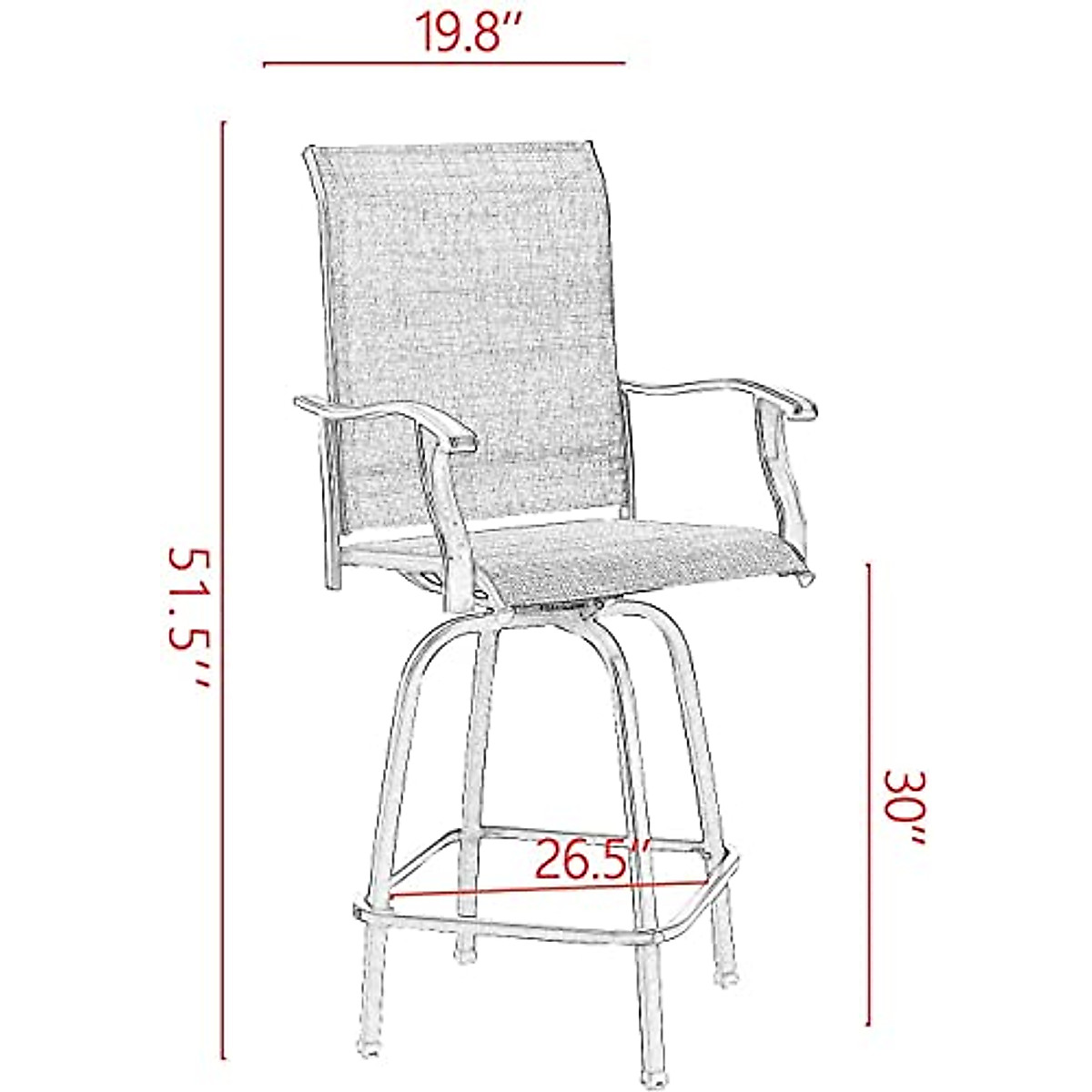 Ulax Furniture Outdoor Swivel Bar Stools Patio Sling Bar Chairs, Set of 2
