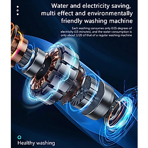 Portable Washing Machine Mini Washer with Drain Basket, Foldable Small Washer Deep Cleaning for Underwear, Socks, Baby Clothes, Travel, Camping, RV, Dorm, Apartment (Purple+Blue Light)