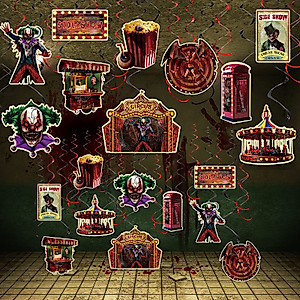 30 Pieces Halloween Clown Hanging Swirl Decorations Horror Joker Cutouts Circus Foil Ceiling Decor Halloween Creepy Carnival Decor, 7.09 x 7.09 Inch