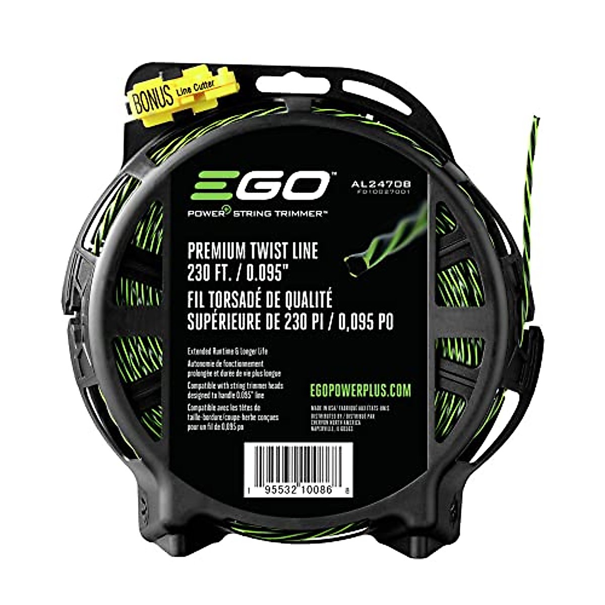EGO AL2470B Premium Twist String, bi-component trimmer line (bulk package), Green