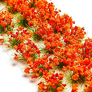 90 Pcs DIY Miniature Colorful Flower Cluster Flower Vegetation Groups Static Grass Tufts for Train Landscape Railroad Scenery Sand Military Layout Model Miniature Bases and Dioramas