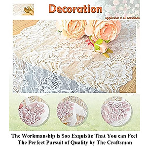 Vintage-Lace-Table-Runner 12x120-Inch Wedding Bridal Lace Table Runners Flower Table Runner Tea Party Tablecloth White Lace Runner