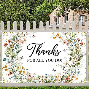 Avezano Thanks for All You Do Backdrop Wildflower Thank You Party Decorations Thank You Father Staff Teachers Professors Doctors Banner 70.8 x 43.3 Inch