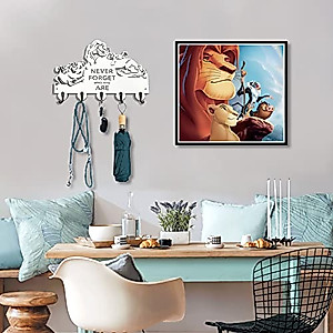 The Lion King,Disney Cartoon Key Hooks,Key Holder, Key Hanger, Wall Hooks,Wall Key Holder, Key Holders, Personalized Gift, Home, Housewarming Gift, Wedding Gift (H5) Black 12inch with 5 Hooks (3) (2)