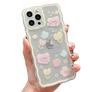 SZXYCZL Compatible with iPhone 13 Pro Max Case Cute Cartoon Floral Butterfly Design for Women Girls Aesthetic Kawaii Slim Soft TPU Transparent Cover for iPhone 13 Pro Max 6.7 inch £¨Yellow£©