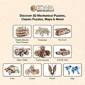 3D Puzzles for Adults - DIY Belaz 75600 Dump Truck 3D Wooden Puzzle with Wind Up Mechanism Piston Engine for 15 yrs Above & Adults - Model Building Kits by Eco Wood Art 307 Pcs