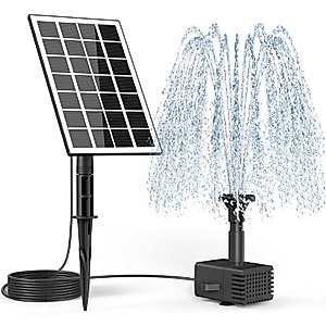 SZMP Solar Fountain Kit for Bird Bath, 9.84 Power Cord Glass Panel Solar Bird Bath Fountains No Battery 9 Nozzles, Solar Water Fountain for Outdoor Patio Garden Décor