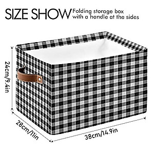 AUUXVA Storage Basket Classic Buffalo Plaid Check Storage Cube Box Durable Canvas Collapsible Toy Basket Organizer Bin with Handles for Shelf Closet Bedroom Home Office