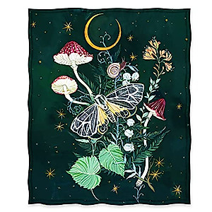 Jekeno Mushroom Blanket Butterfly Art Print Throw Blanket Cozy Smooth Soft for Sofa Chair Bed Office 50"x60"