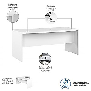 Bush Business Furniture Echo Bow Front Desk, Pure White