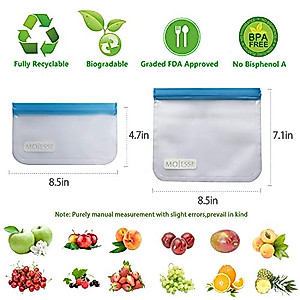 Silicone Reusable Food Bag,10 pcs (5 Leak Proof Reusable Sandwich Bags BPA FREE + 5 Crack-Proof Reusable Ziplock Snack Bag) for Sandwich, Snack, Fruit, Travel Camping Hiking items