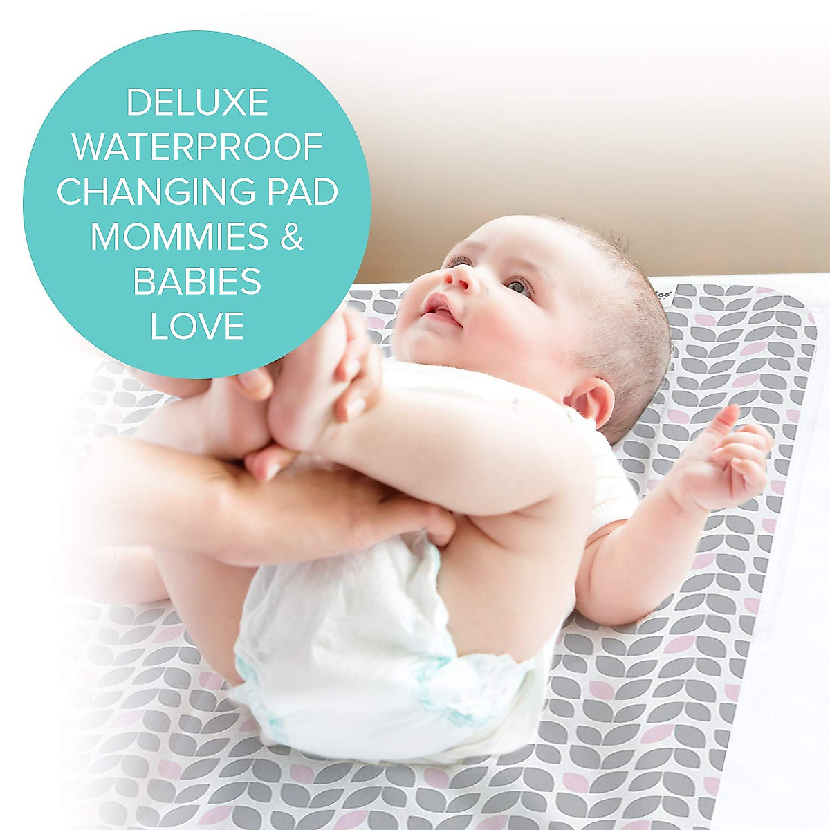 Kushies Deluxe Waterproof Changing Pad Liners - 20 x 30 inches Baby Changing Table Liners - Baby Changing Pads - Diaper Changing Flat Liner Pad Waterproof Portable (Grey Petal)